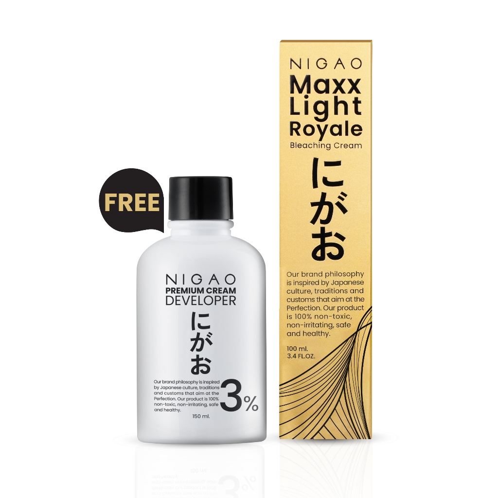 NIGAO Maxx Light Royale Bleaching Cream 100 mL ใหม่ ครีมฟอกผม เนื้อสีเทา บำรุง สว่างระดับ 10 ...