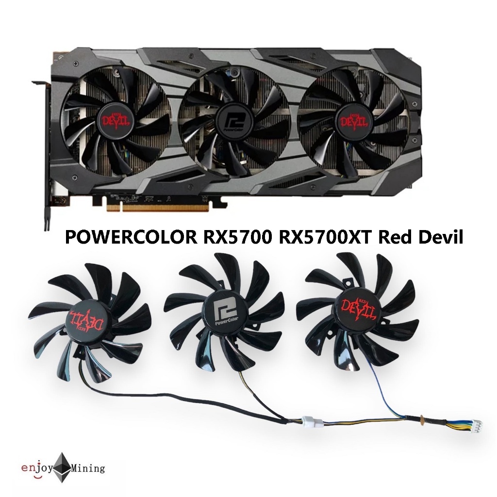 พัดลมการ์ดจอ POWERCOLOR RX5700 RX5700XT Red Devil graphics card cooling ...