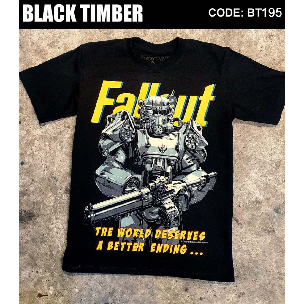 BT 195 Fallout Knight Brotherhood สื้อยืด สีดำ BT Black Timber T-Shirt ...