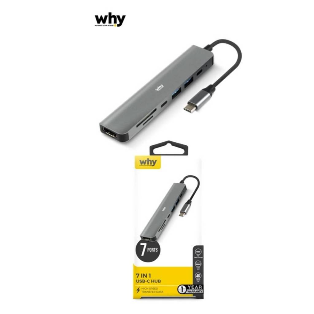 Why 7 in 1 Multifunction Type C to USB / PD / HDMI / SD / FT รุ่นHB ...