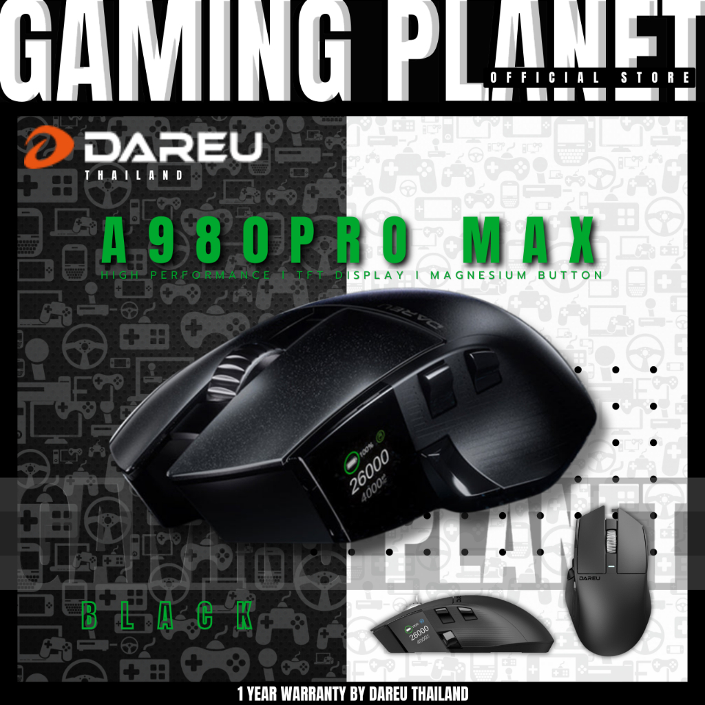 DAREU A980 PRO MAX 8Khz Three Mode Mouse เม้าส์เกมมิ่งไร้สาย 8Khz มีจอ TFT | Shopee Thailand