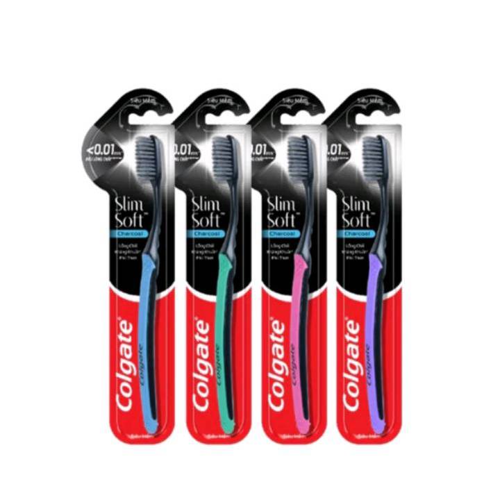 แปรงสีฟัน Colgate Slim Soft Charcoal ขนแปรงผสมชาร์โคล MFG 15/08/2022 ...