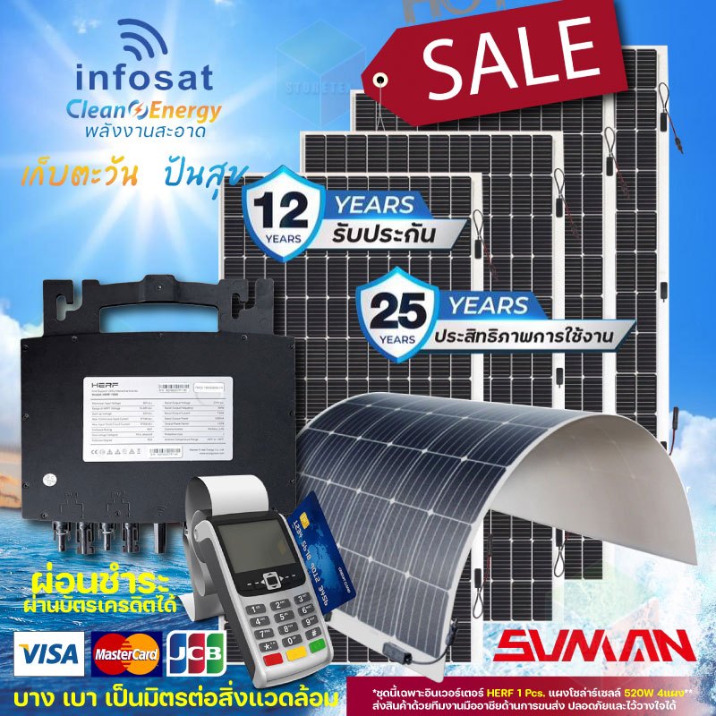 Infosat Micro Inverter HERF 1800W พร้อมแผงโซลาร์เซลล์ Flexible Solar ...