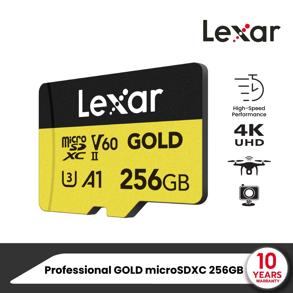 Lexar Gold MicroSD Card 256GB UHS-II U3 V60 (ไมโครเอสดีการ์ด) Full-HD ...