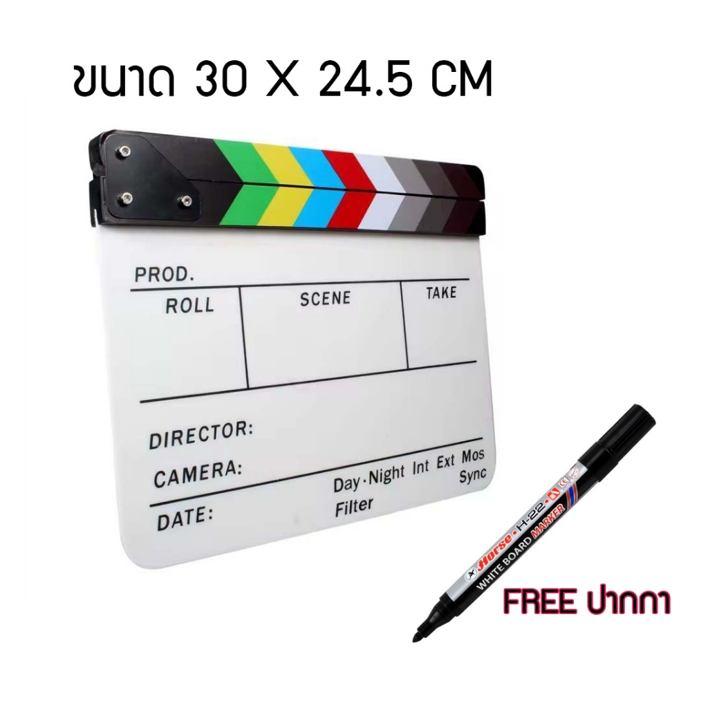 Clapper Board Acrylic Movie Action Slate Clapper Board ส่งจากในไทย ...
