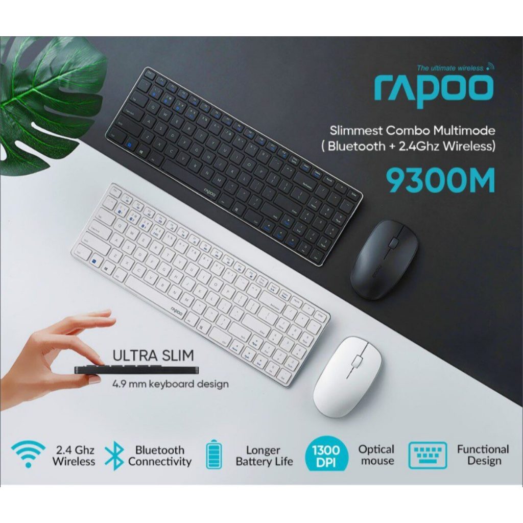 (9300M) RAPOO คียบอร์ดและเม้าส์ไร้สาย Rapoo 9300M (KB-9300M-BK) สีดำ | Shopee Thailand