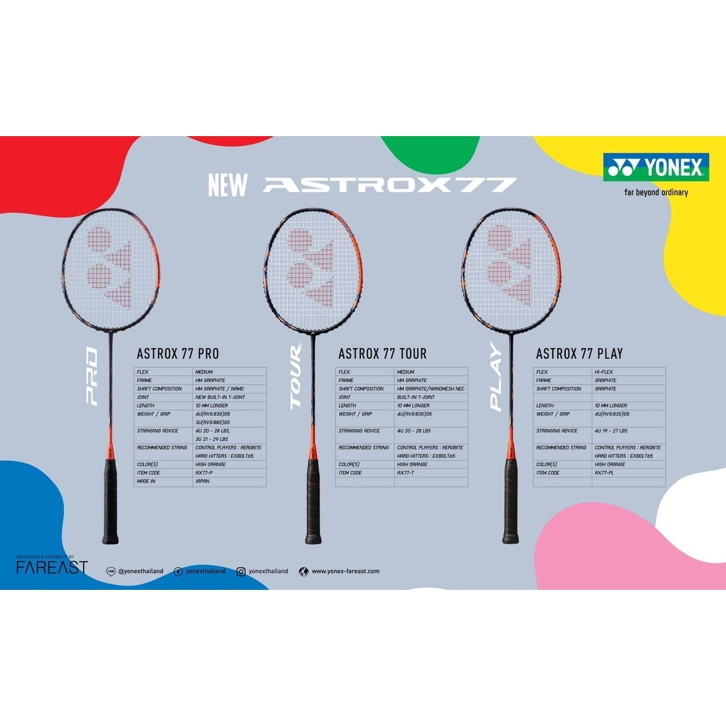 ไม้แบด Yonex Astrox 77 Series (Pro/Tour/Play) | Shopee Thailand