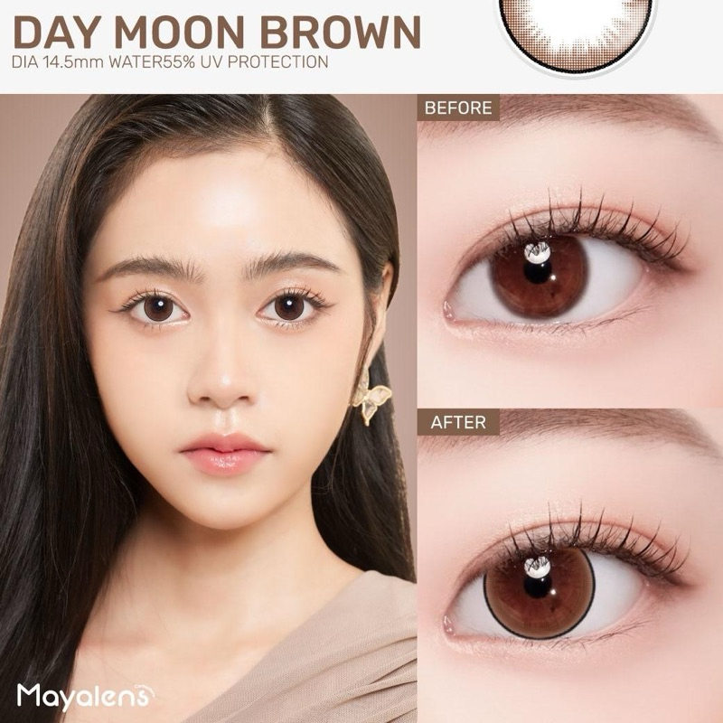 คอนแทคเลนส์Maya lens ค่าอมน้ำ55% Day moon ขนาดกลาง | Shopee Thailand
