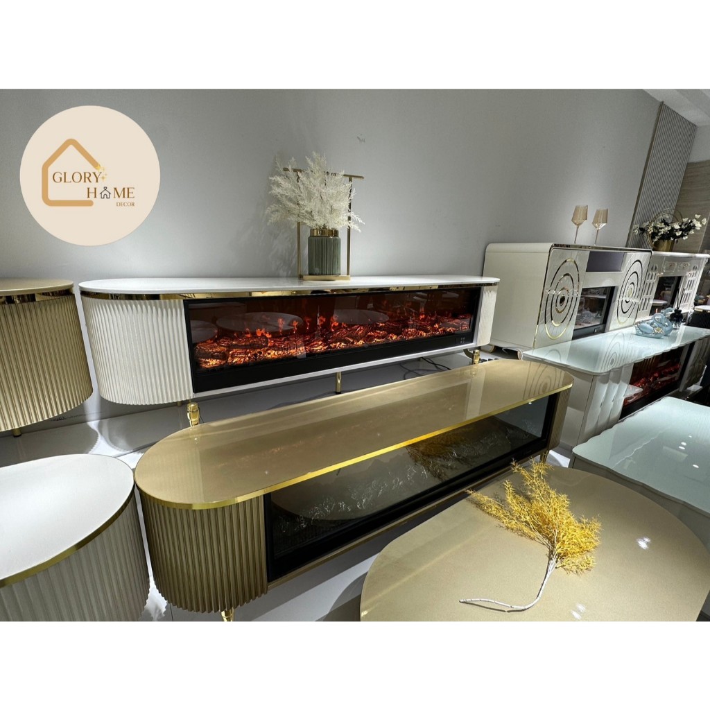 DT48-111 โต๊ะวางหน้าทีวีพร้อมเตาผิงไฟ LED และระบบ bluetooth ในตัว ...