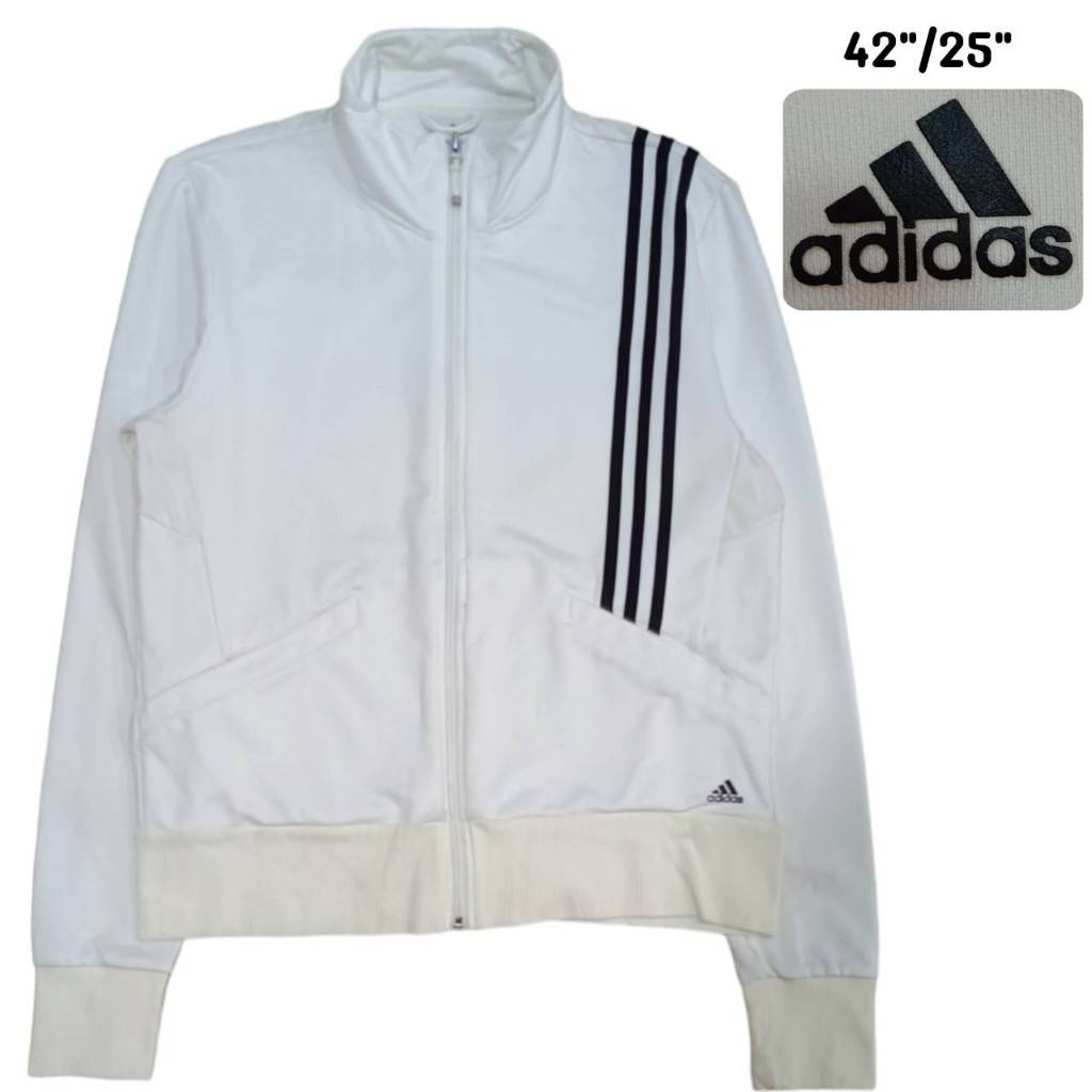 ADIDAS WHITE CIMALITE JACKET เสื้อแจ็คเกตวอร์ม อดิดาส สีขาว 3แถบสีดำ ...