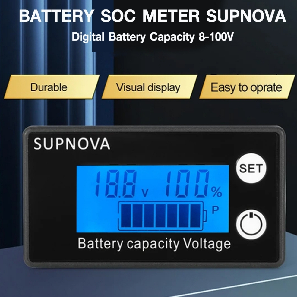 BATTERY SOC METER SUPNOVA DC 8V-100V Acid Lithium LiFePO4 วัดโวลต์ วัด ...