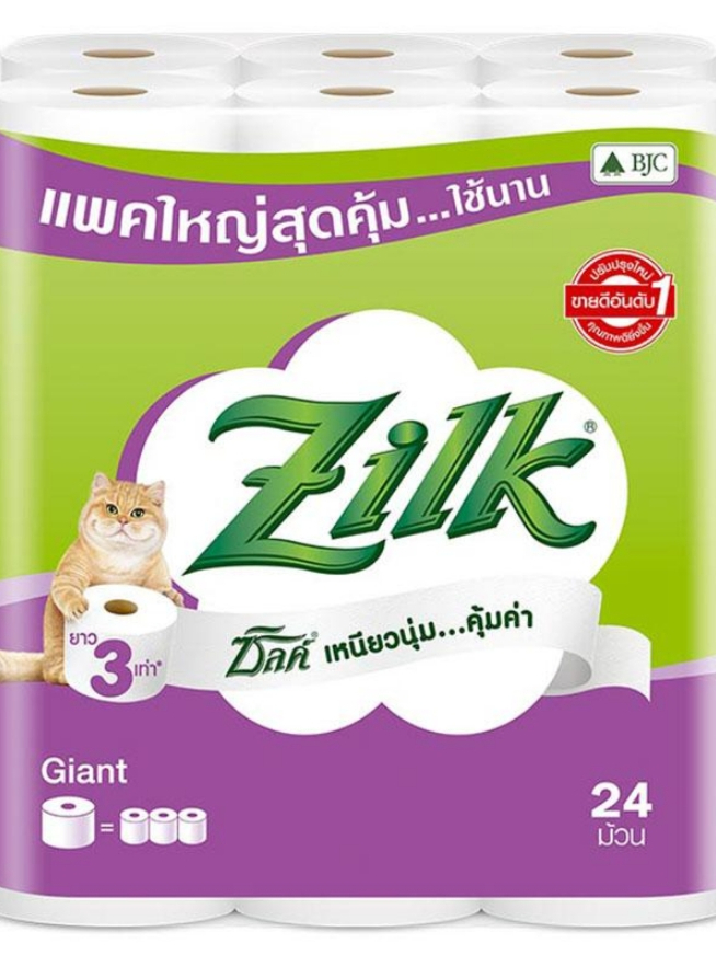ซิลค์ ไจแอนท์ กระดาษชำระแบบม้วน แพ็ค 24 ZILK Giant Tissue Paper Roll Pack 24 | Shopee Thailand
