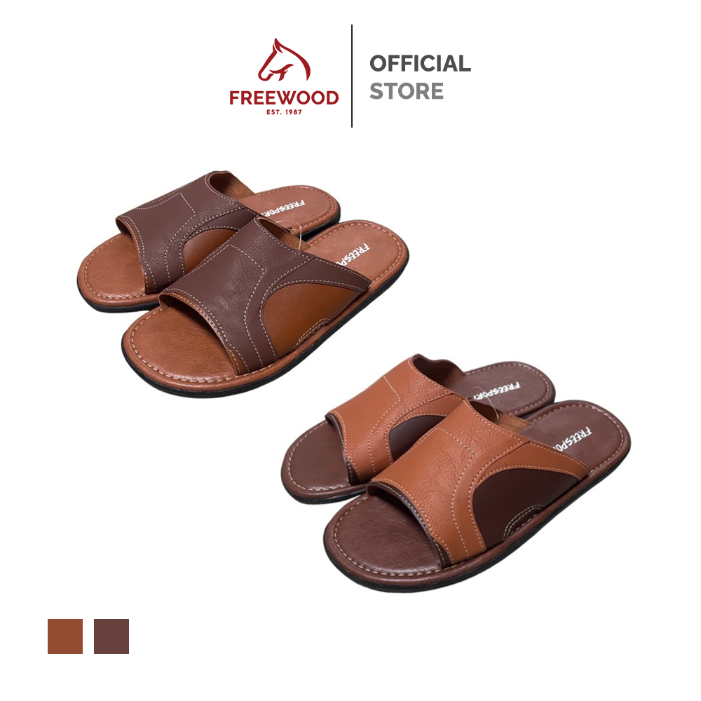 FREEWOOD FLIP FLOPS รองเท้าแตะแบบสวม รุ่น 33-229 สีน้ำตาล-แทน / สีแทน ...