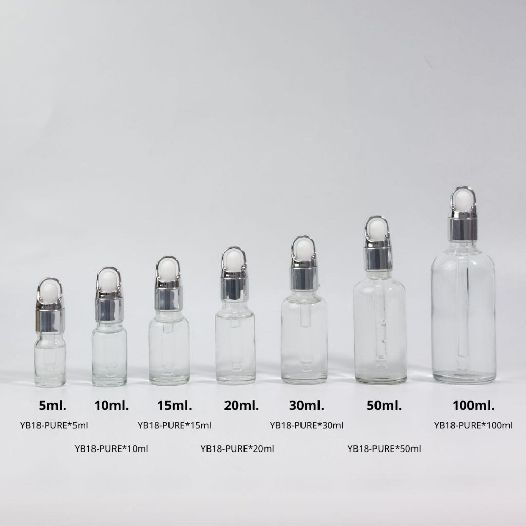 ขวดแก้วพร้อมดรอปเปอร์(ฝาระฆังเงิน)ขนาด 5ml 10ml 15ml 20ml 30ml 50ml 100mlหัวบีบหยด ใส่เซรั่ม เอส ...