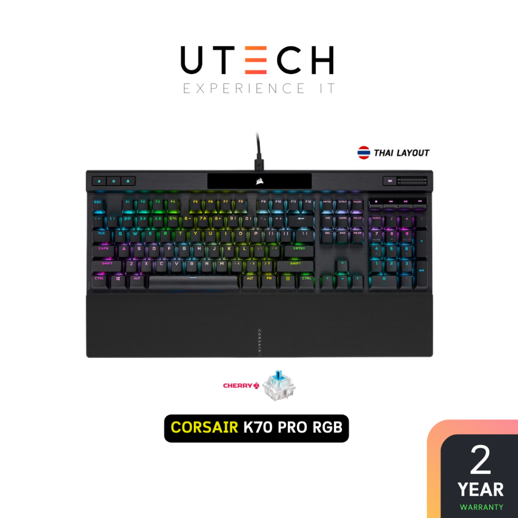 CORSAIR Keyboard K70 RGB PRO with Polycarbonate Keycaps CHERRY® MX Blue ...