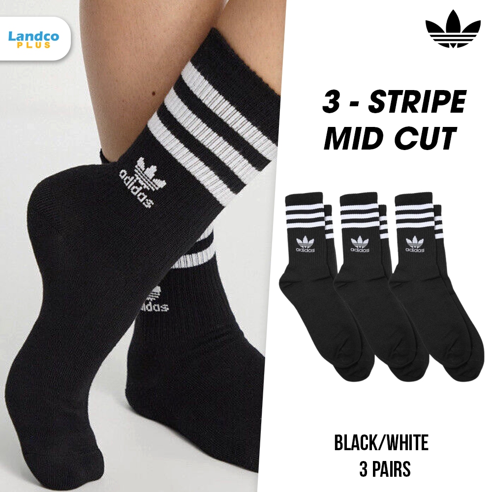Adidas อาดิดาส ถุงเท้า ความยาวครึ่งแข้ง ไซซ์ S (1แพ็คมี 3 คู่) Sock Mid ...