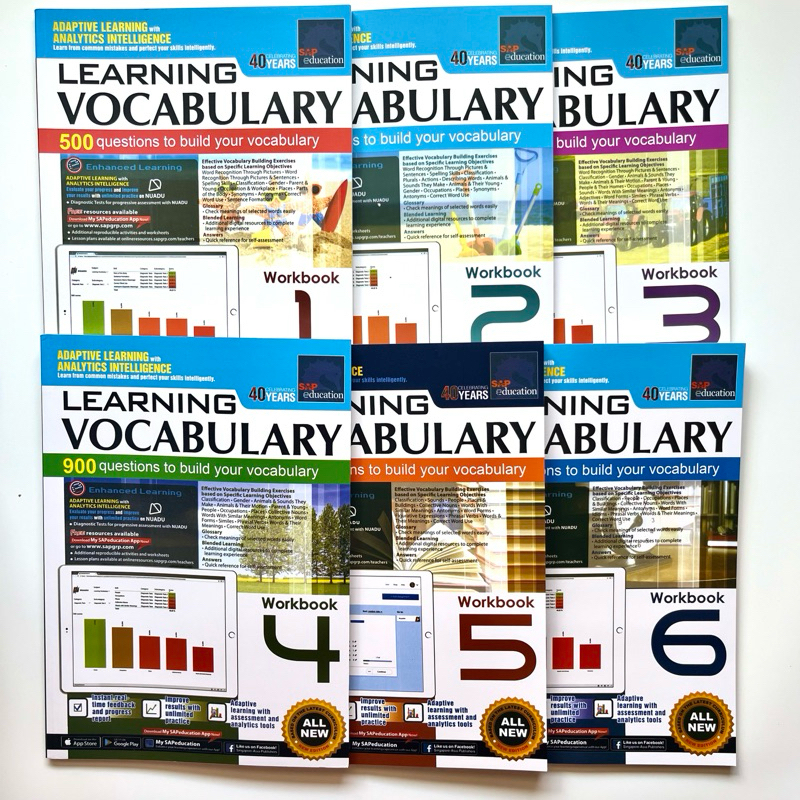 Singapore Learning English Vocabulary Workbook (6 BOOKS SET,Grade1-6 ...