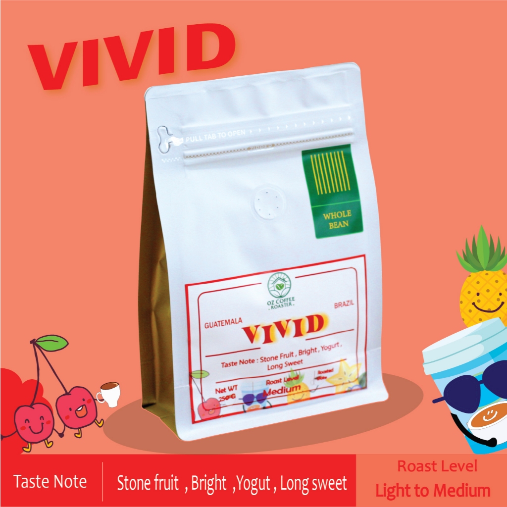 VIVID เมล็ดกาแฟ เบลน คั่วกลาง Oz Coffee Roaster Shop ขนาด 250 กรัม ...