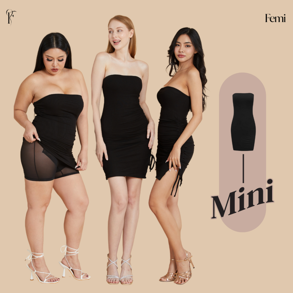 LIMITED (รุ่นMini เกาะอก) Femi Tube Mini Shaper Dress l เดรสพรางหุ่นมี ...