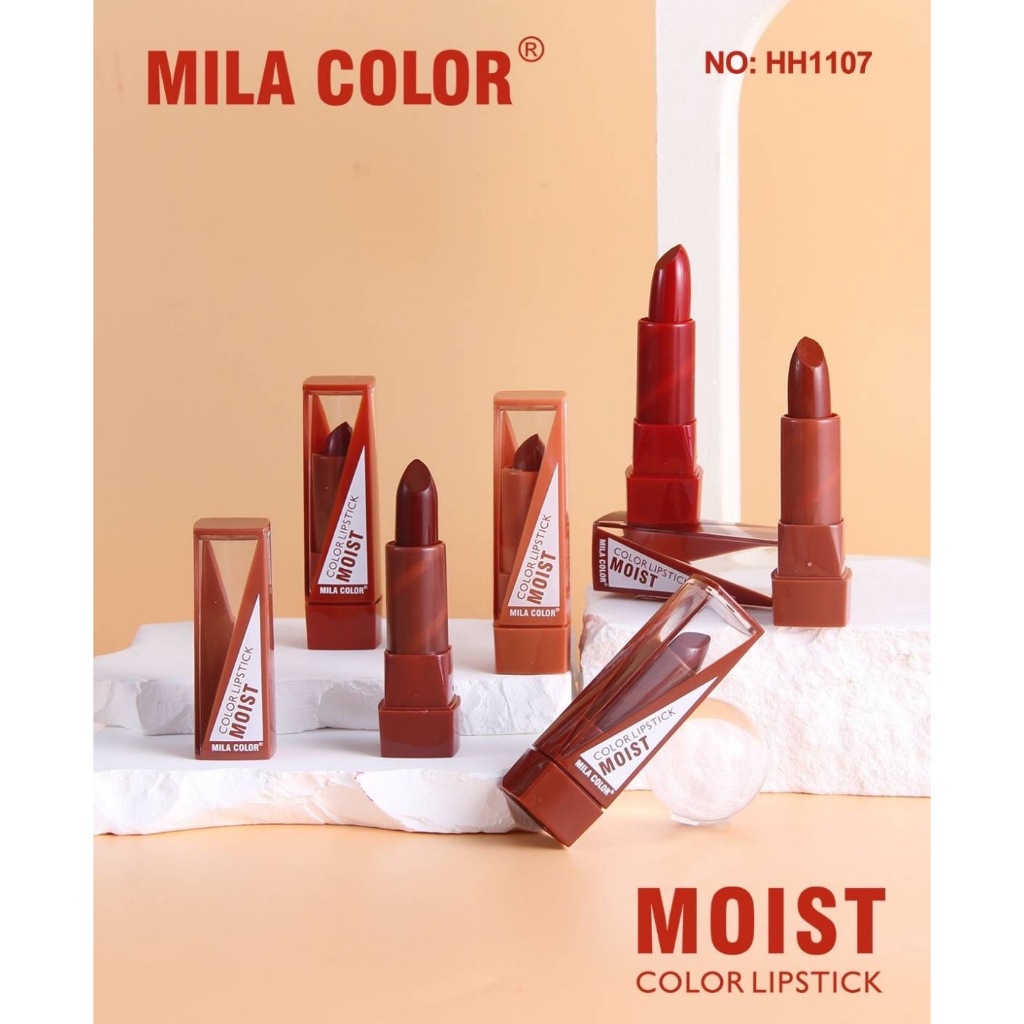 MILA COLOR Waterproof Moist Color Lipstick ลิปสติกเนื้อกลอส หลากสี เงา ...