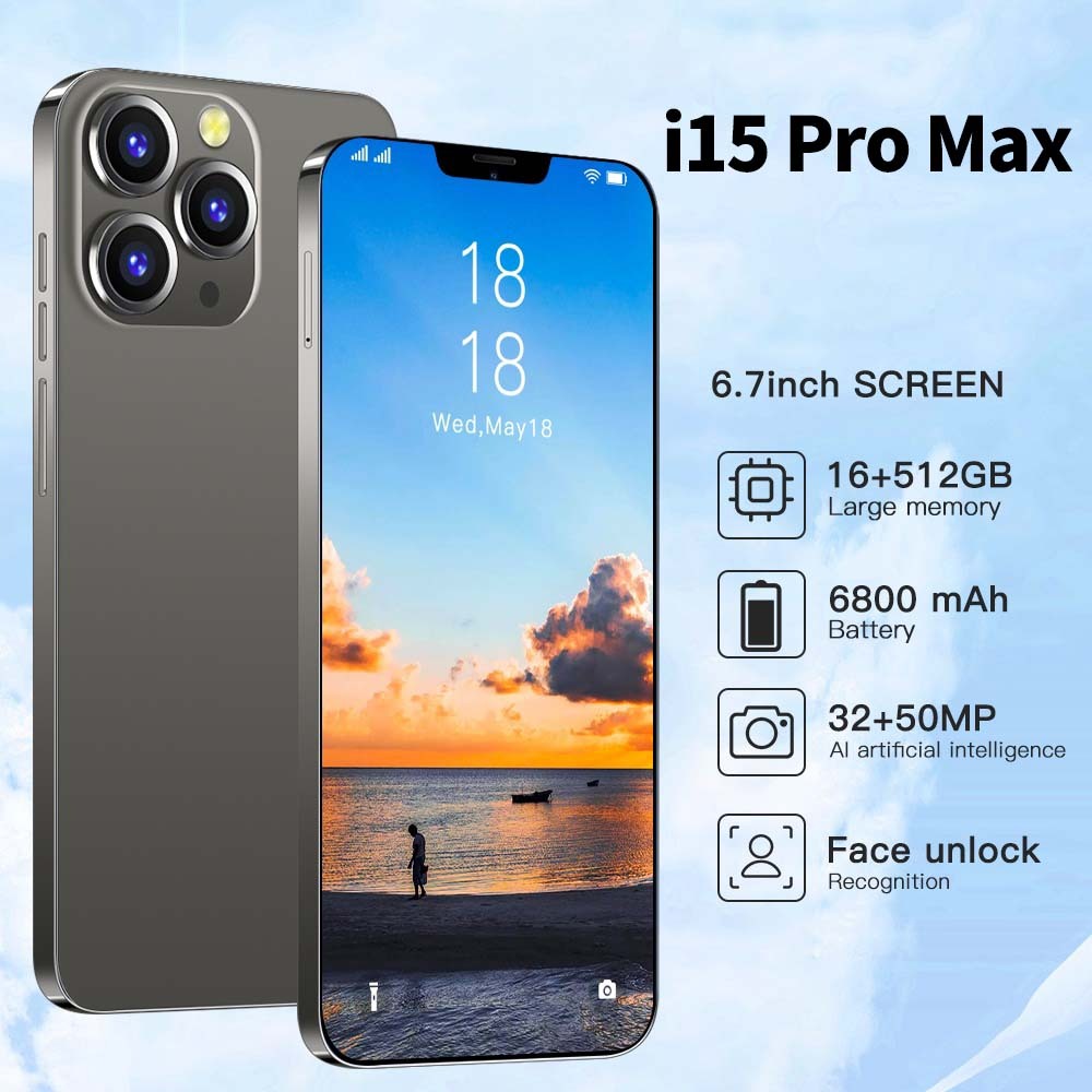 【COD】I15 Pro Max โทรศัพท์ มือถือ smartphone 6.7นิ้ว สมาร์ทโฟน 16GB+512GB phone โทรสับ Cellphone ...