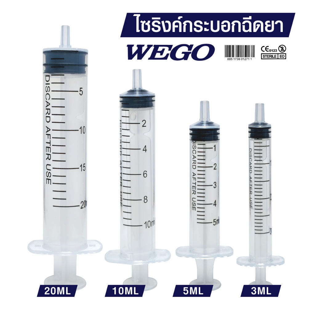 ไซริงค์ ไซริ้ง 3ml, 5ml, 10ml, 20ml Syringe กระบอกฉีดยา ล้างจมูก WEGO ...