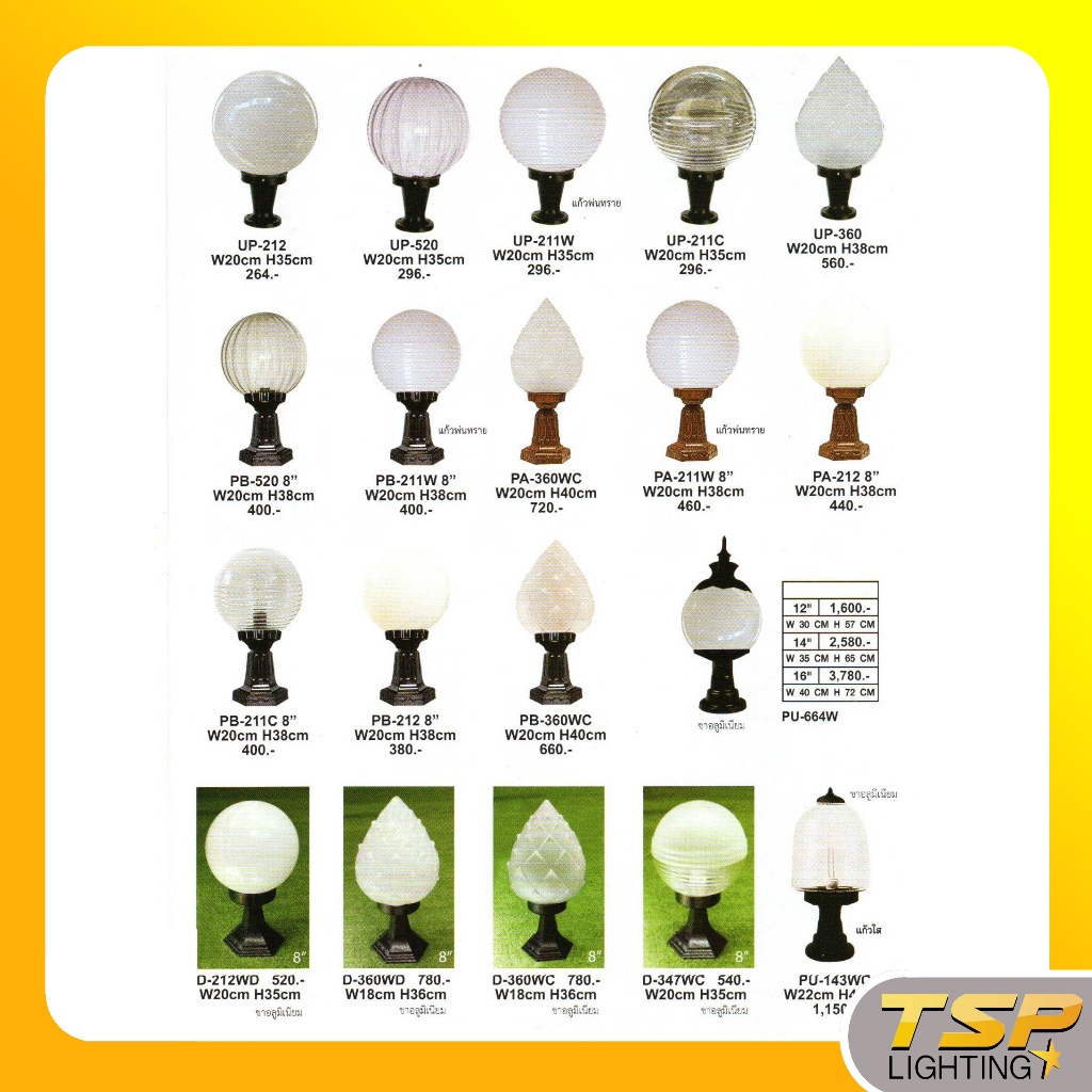 TSP Lighting │ โคมหัวเสาขาพลาสติก (ABS) ทนความร้อน (ใช้ขั้วE27 ...