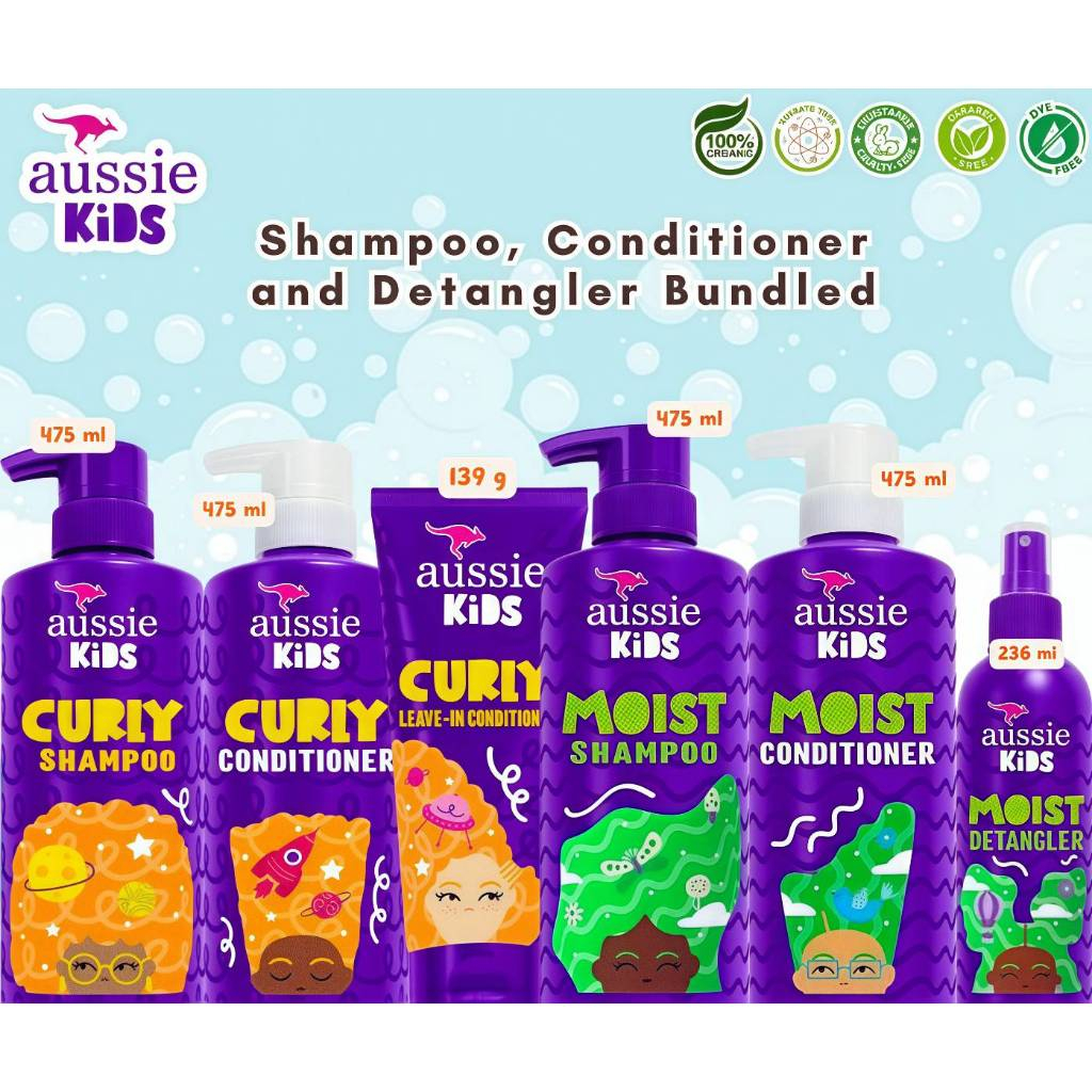 สูตรใหม่! Aussie Kids Curly เเละ Aussie Kids Moist Sulfate free แชมพู ...
