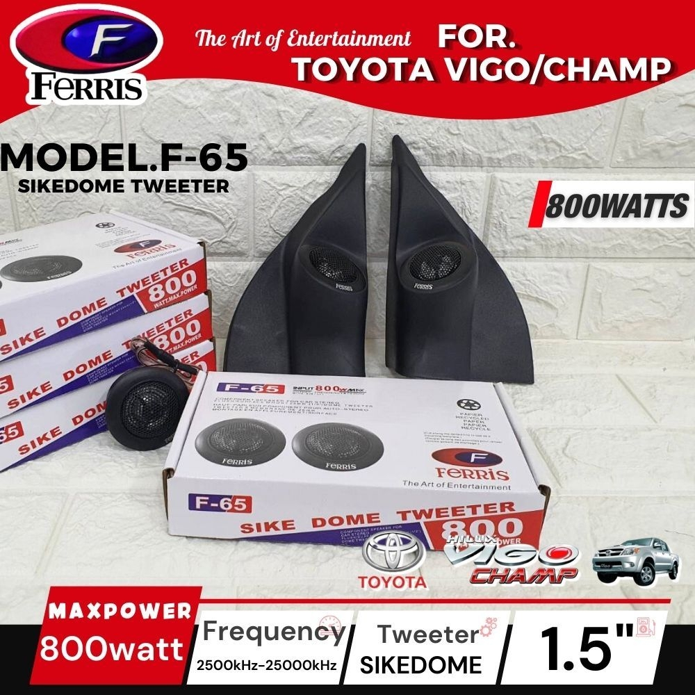 หูช้างเสียงแหลมตรงรุ่น TOYOTA HIRUX VIGO/VIGOCHAMP ประกอบเข้ากับ FERRIS-F65 NEW ลำโพงแหลมซิลล์โ ...