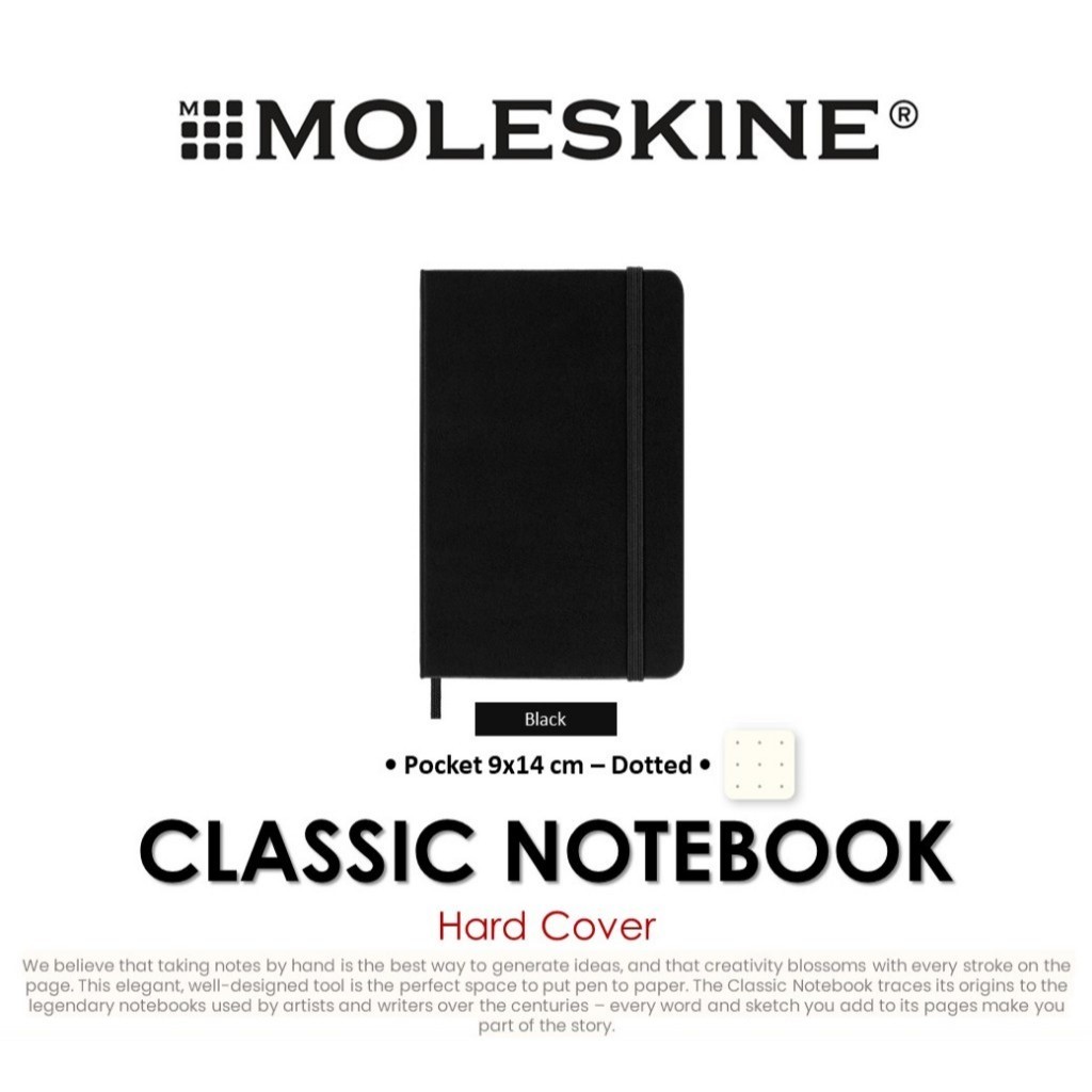 Moleskine Classic Notebook Hard Cover | Dotted | Pocket 9x14 cm สมุด ...