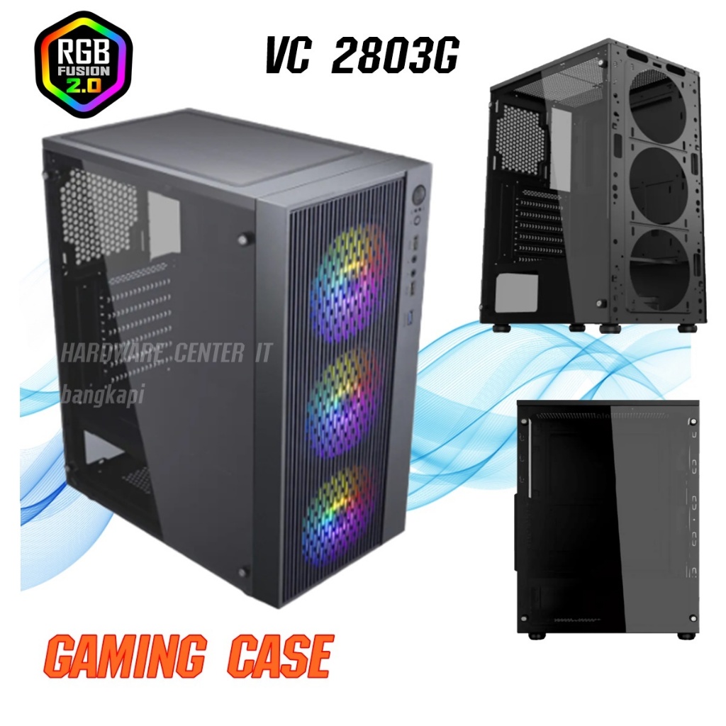 VENUZ ATX Tempered Glass Gaming Case VC2803G with LED RGB Strip & RGB ...