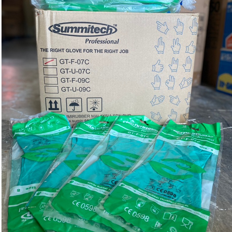 ถุงมือป้องกันสารเคมี Summitech รุ่น GT-F-07C ถุงมือไนไตร (1คู่/แพ็ค ...