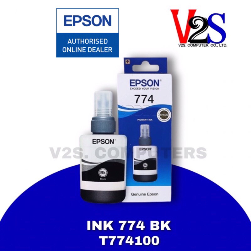 หมึกเติม Epson INK 774 BK (T774100) หมึกกันน้ำของแท้ 100% | Shopee Thailand