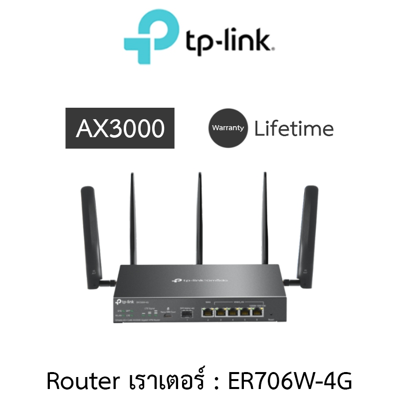 TP-LINK เราเตอร์ Omada 4G+ Cat6 AX3000 Gigabit VPN Router รุ่น ER706W ...