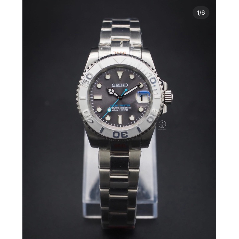 Seiko Mod Silver Yacht Master with Blue Hand V.2 (Yacht Edtion ...