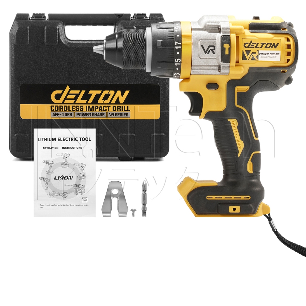 DELTON สว่านไร้สาย 3 ระบบ 199V มอเตอร์ไร้แปรงถ่าน Brushless Motor แบตเตอรี่พาวเวอร์แชร์ VR ...