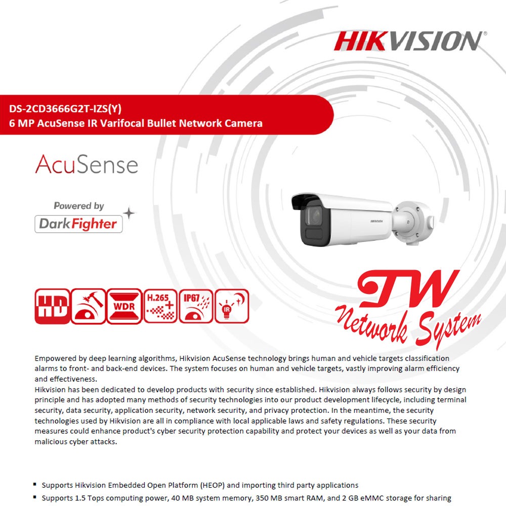 6 MP AcuSense IR Varifocal Bullet Network Camera | Shopee Thailand