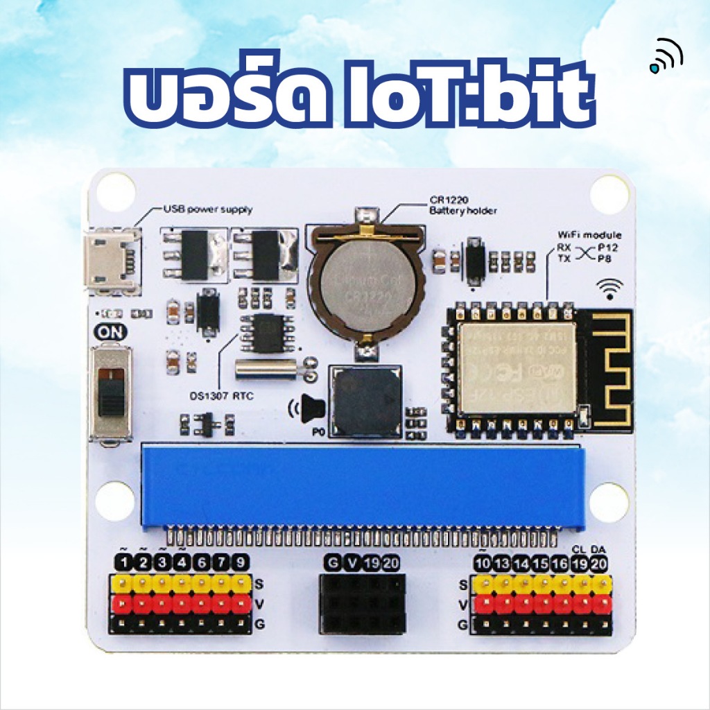 INEX บอร์ด IoT:bit บอร์ดเสริมด้านการติดต่อกับเครือข่ายข้อมูลไร้สายผ่าน WiFi สำหรับ micro:bit ...