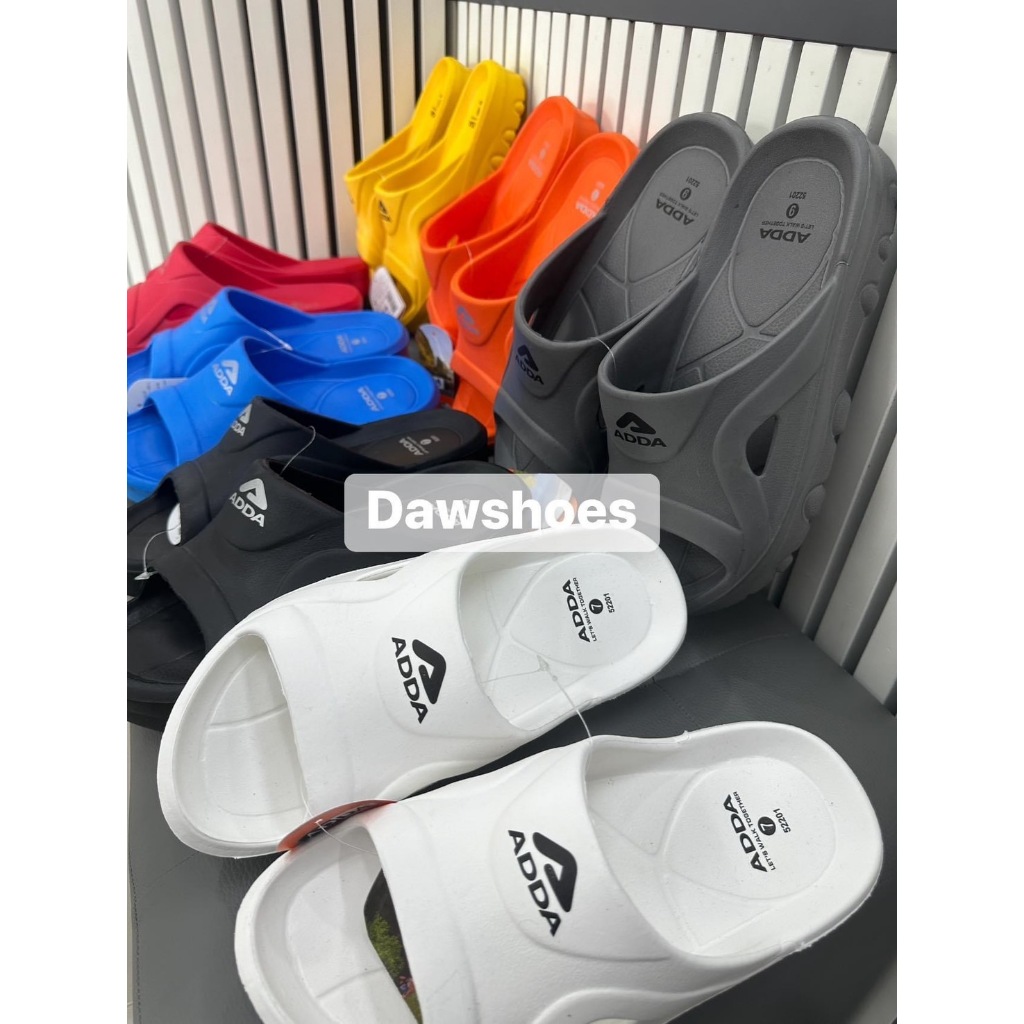 รองเท้าแตะแบบสวม ADDA แอดด้า รุ่น 52201 สี ดำ แดง ฟ้า ขาว ส้ม เหลือง ...