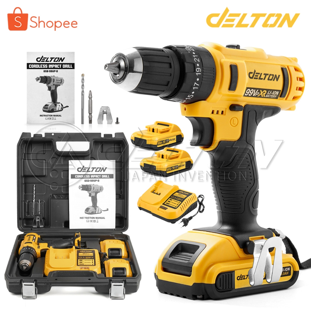 DELTON สว่านไร้สาย 3 ระบบ 99V ทรงพลัง สำหรับงานหนัก พร้อมแบตเตอรี่ 2 ก้อน ดอกสว่าน แท่นชาร์จขนาด ...