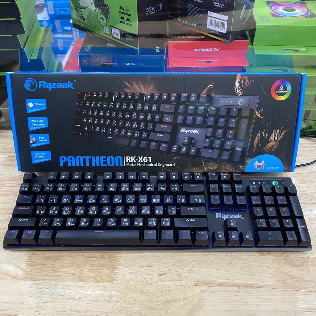 Razeak RK-X61 Metal Mechanical Keyboard Gaming BLUESWITCH แถมคีแคป 1ชุด ...