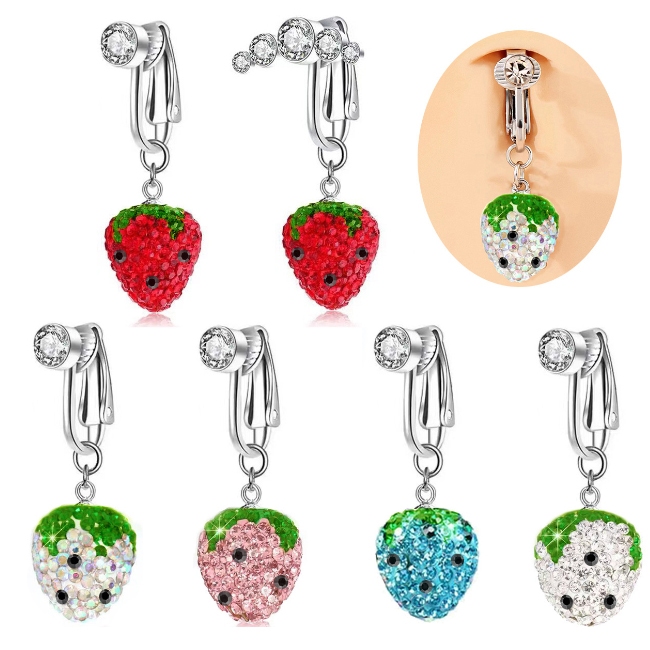จิวสะดือ แบบหนีบ ไม่ต้องเจาะ Fake Belly Button Ring Clip Soft Clay ...