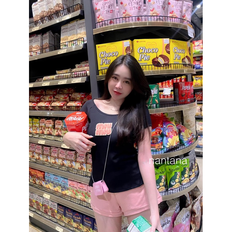 Phapassz - set ขาสั้น 3ชิ้น เสื้อยืดติดลายแบรนด์ สีหวาน น่ารักสุดๆ Nantana | Shopee Thailand