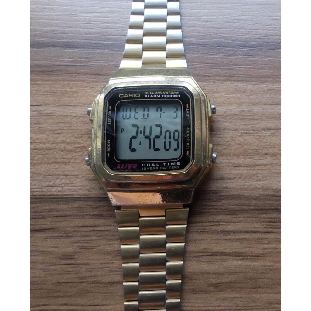 Casio A178W Digital Watch Size 34mm สีทอง มือสอง ของแท้ | Shopee Thailand