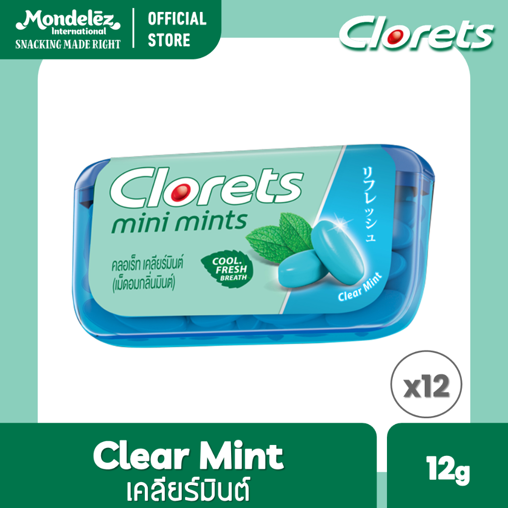 [แพ็ค 12 กล่อง] Clorets Mini Mints Clear Mint มินิ มินต์ เคลียร์มินต์ ...