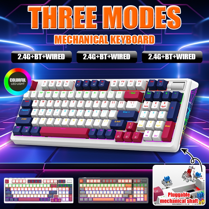 XUNFOX K95 อุปกรณ์บลูทูธไร้สายคีย์บอร์ด Wired+2.4G+BT Wireless ...