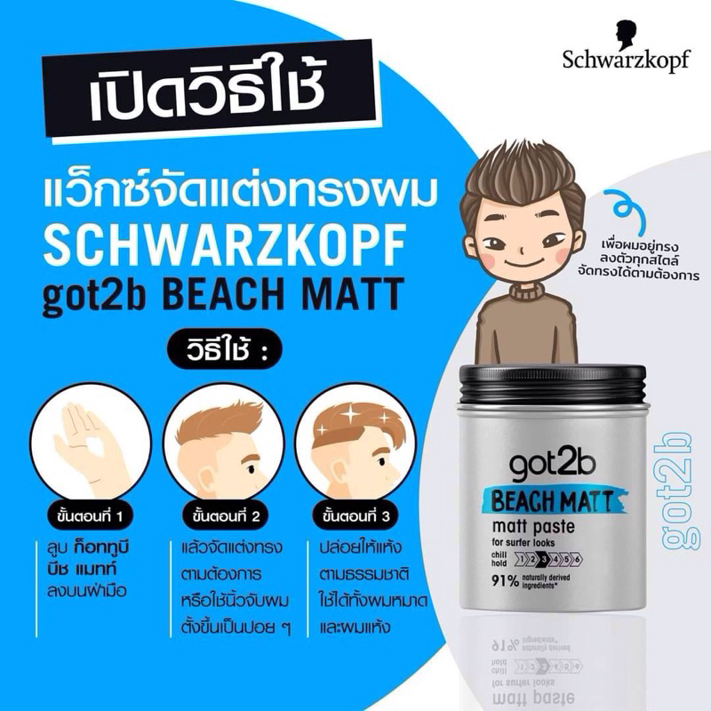 Got 2b Beach Matt matt paste แว็กซ์สำหรับจัดแต่งทรงผมเนื้อแมทท์ ...