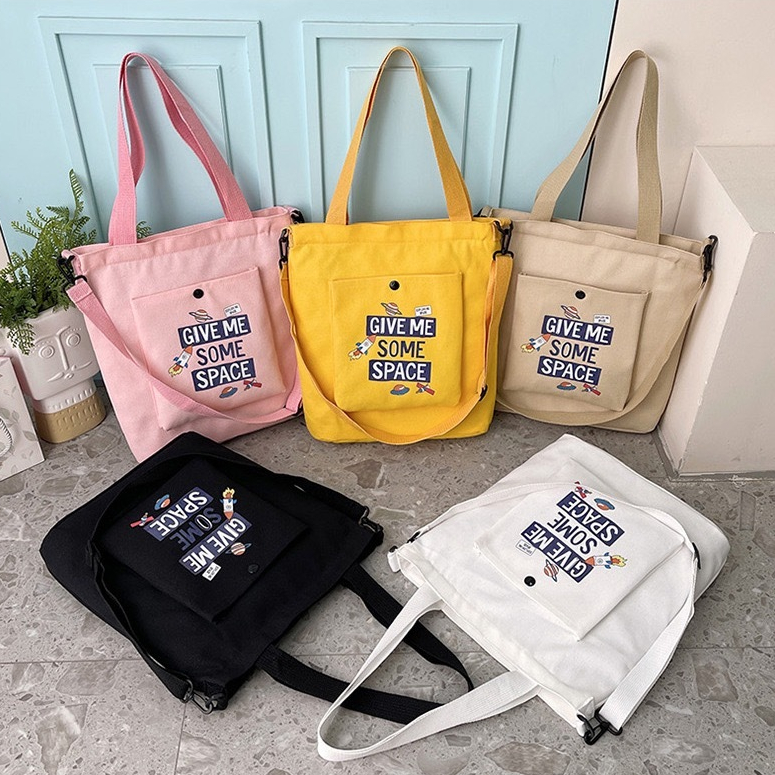 Lucky girl 555 *กระเป๋าผ้าแคนวาสมีซิปด้วยใส่ของได้เยอะนะผ้าแข็งแรง ...