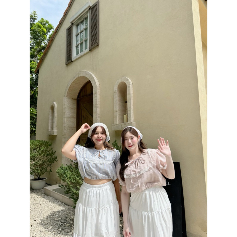 เสื้อครอป แขนตุ๊กตาสม็อคเอว (Plussize) | Shopee Thailand