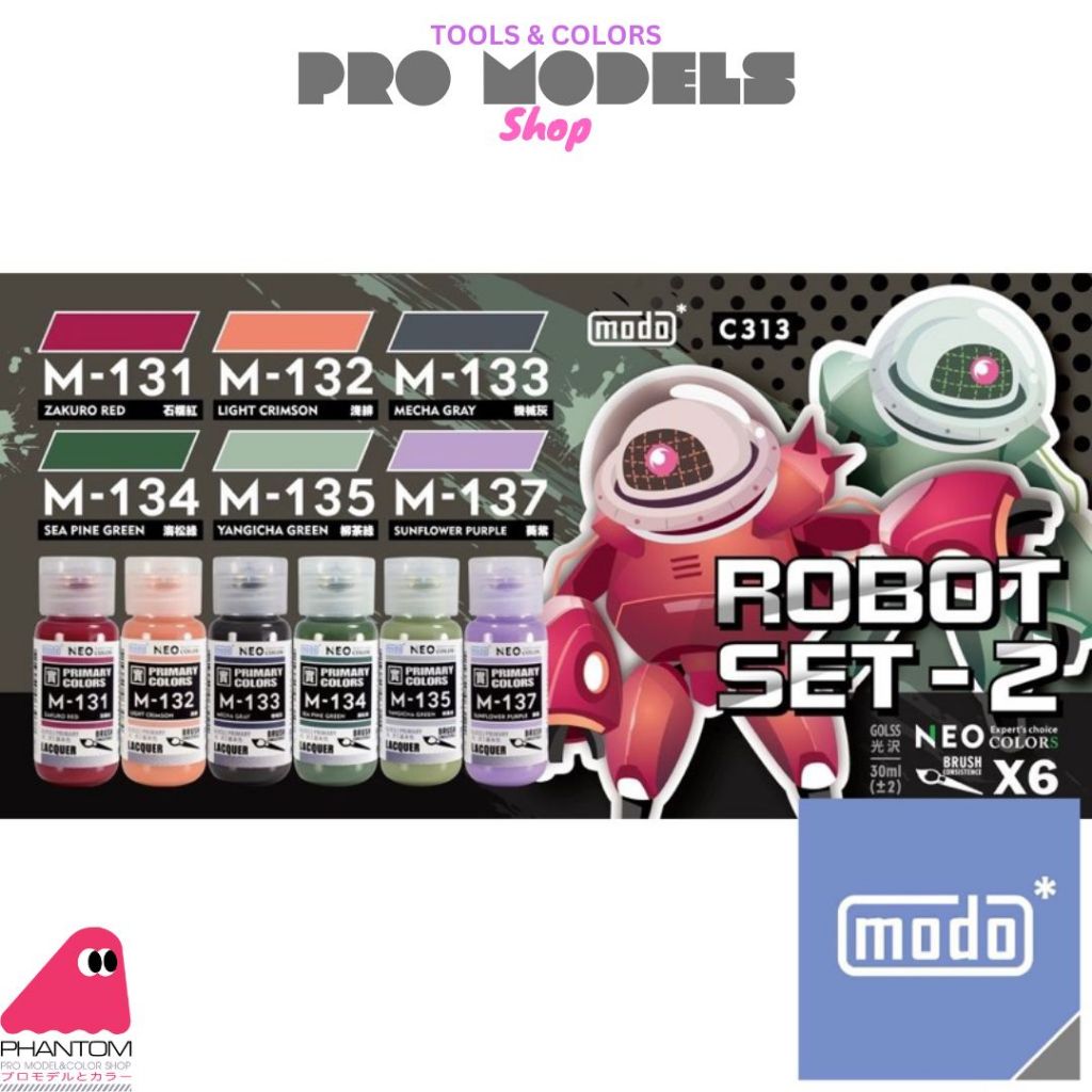 MODO C313 NEO COLOR Robet Set 2 ชุดสีกันดั้ม สูตรแลคเกอร์ ชนิดสีเงา ...